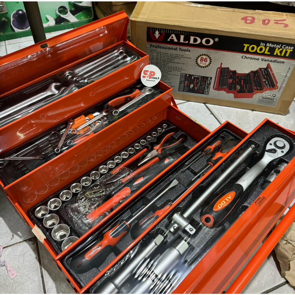 Jual TOOLBOX / TOOL SET / TOOL KIT SET KOTAK PERKAKAS 86PCS CRV ALDO ...
