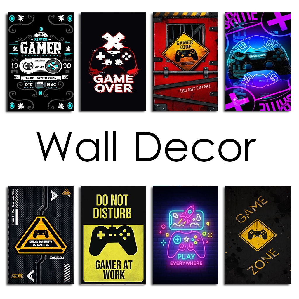 Jual (Paketan)HIASAN DINDING GAMER V1 AESTHETIC / POSTER KAYU / WALL ...