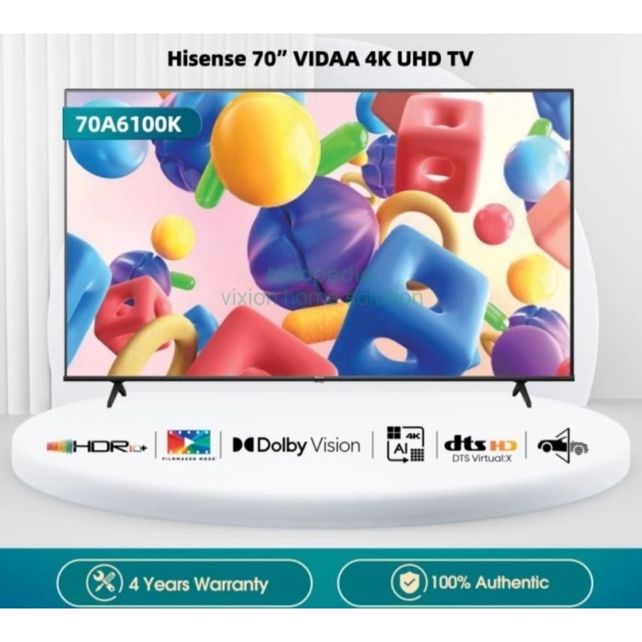 Jual HISENSE 70A6100K LED TV 70 inch Smart Digital 4K UHD TV | Shopee ...