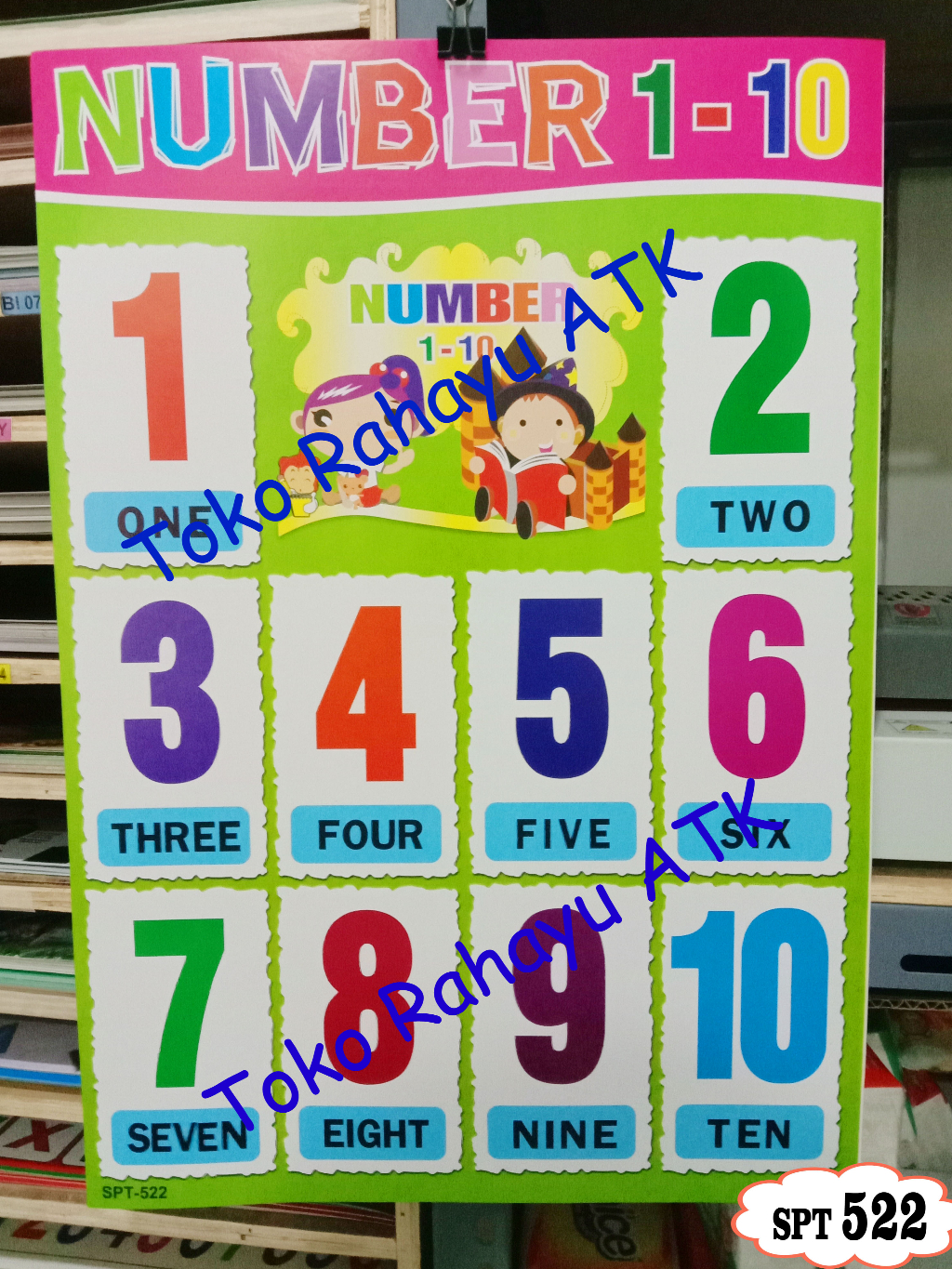 Jual Poster mengenal angka 1-10, 1-20, 1-30, 1-50, 1-100 belajar anak ...