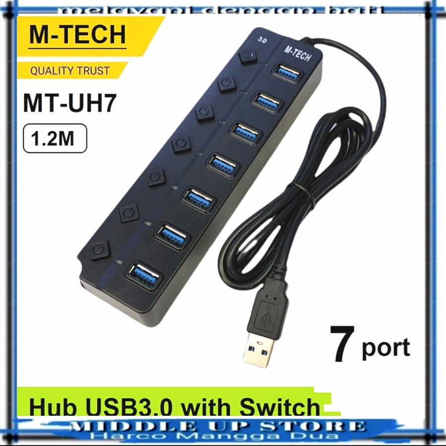 Jual Usb Hub 7 port Usb 3.0 5GBPS MTECH MT-UH7 | Shopee Indonesia