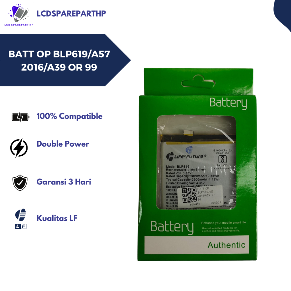 Jual Oppo Baterai Original 99% BLP619 - A57 2016 / A39 | Shopee Indonesia