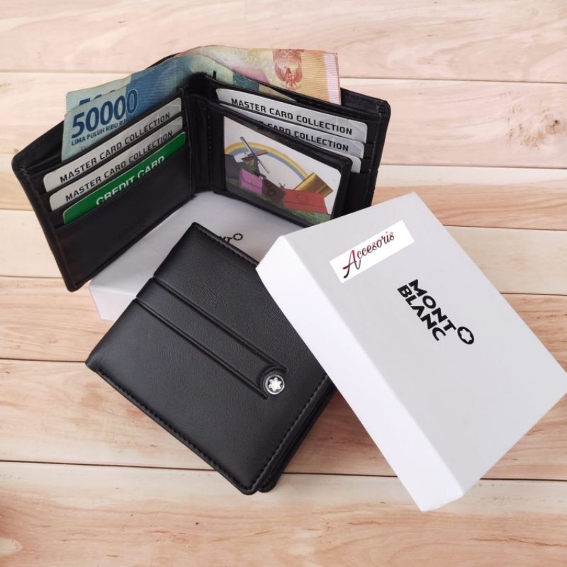 Jual Dompet Pria mont blanc logo semi kulit premium bagus COD | Shopee ...