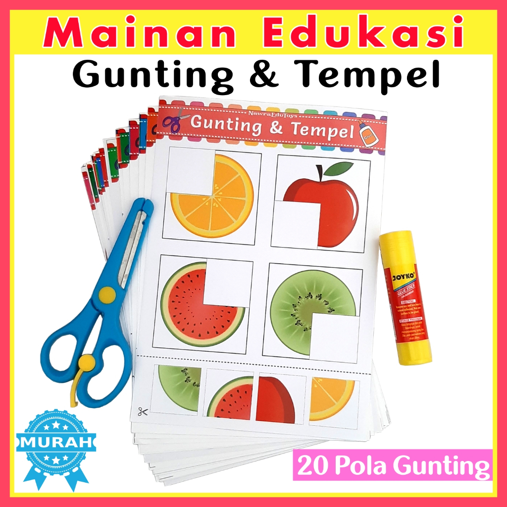 Jual Mainan Edukasi Menggunting dan MENEMPEL, Lembar aktivitas Gunting ...
