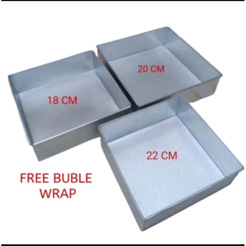 Jual Loyang kotak kue brownies/loyang persegi satu set isi 3 ukuran 18 cm,20 cm,22 cm | Shopee ...