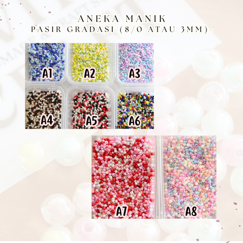 Jual 20gr Manik Pasir Gradasi 8/0 6/0 / Manik Pasir Mix Series Manik ...
