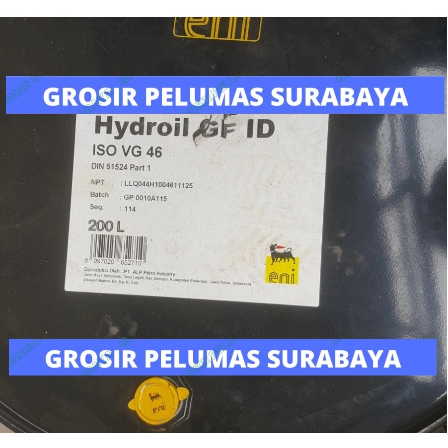 Jual oli hydrolis hidrolis hidrolik sae 10 DRUM AGIP ENI Hydroil iso vg ...