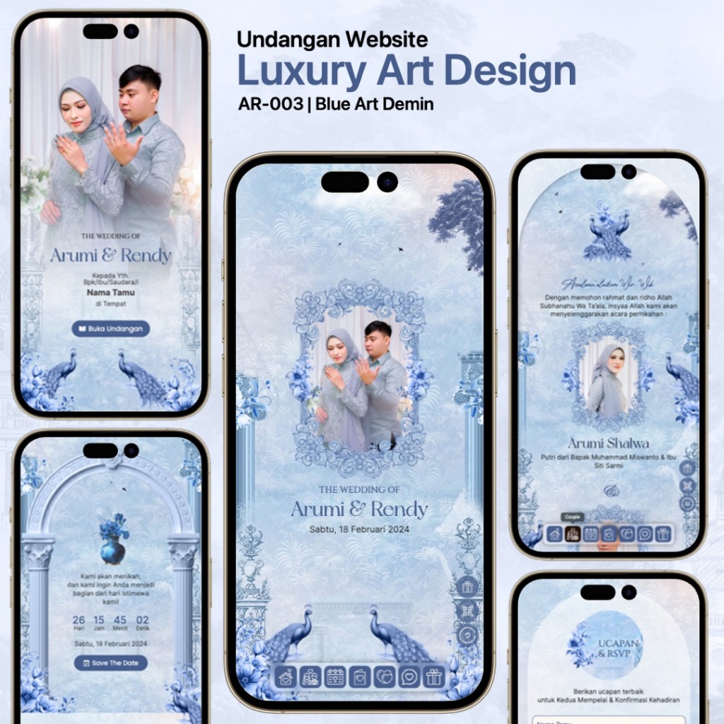Jual AR-003 | Undangan Digital Website Luxury Blue Art Denim - Undangan ...