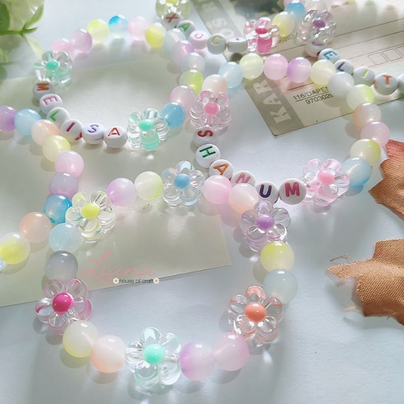 Jual Gelang Manik Custom Nama Mermaid Colour Gelang Anak Balita Dewasa ...
