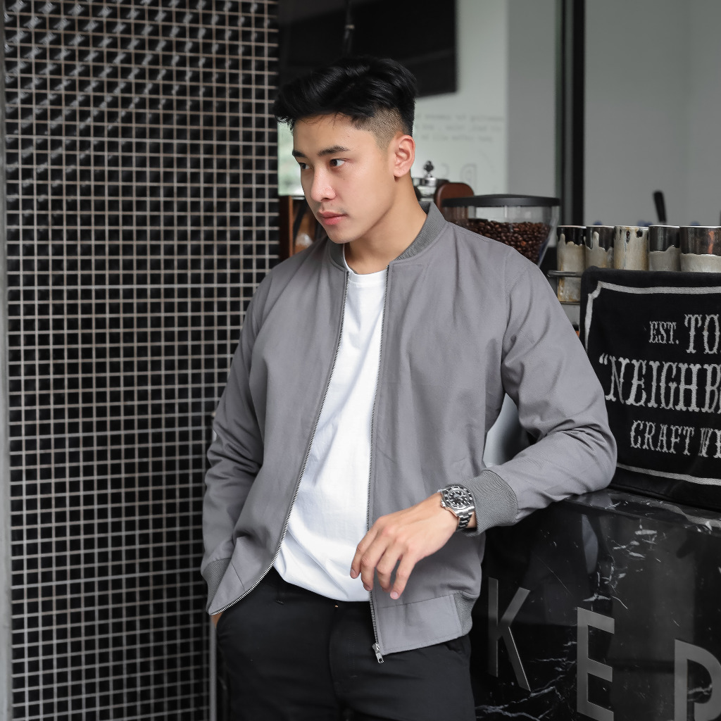 Jual Delibra Original Jaket Bomber Canvas Pria Grey Young | Shopee ...