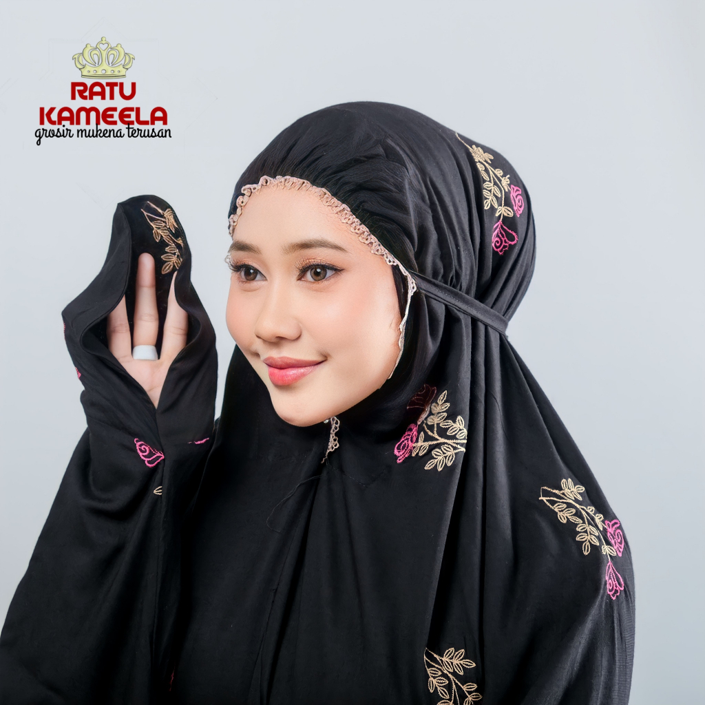 Jual RATU KAMEELA - Mukena Terusan Dewasa Rayon Bordir Bougenvile Renda ...