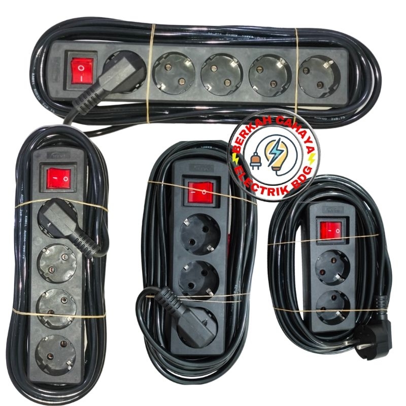 Jual stop kontak hitam 2 lubang 3 lubang 4 lubang 5 lubang + kabel 1 2 3 4 5 6 7 8 9 10 meter ...