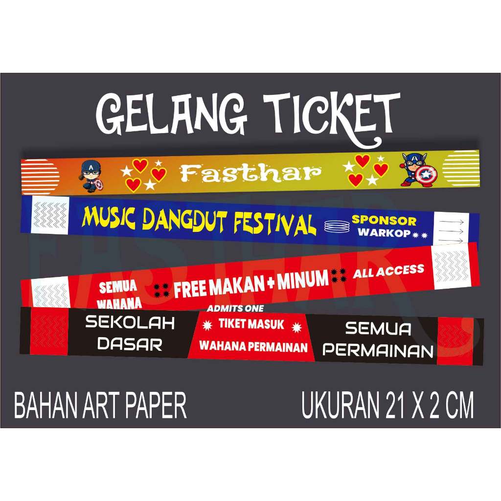 Jual CETAK TIKET GELANG CUSTOM ANAK / KONSER / WAHANA BERMAIN /ACARA ...