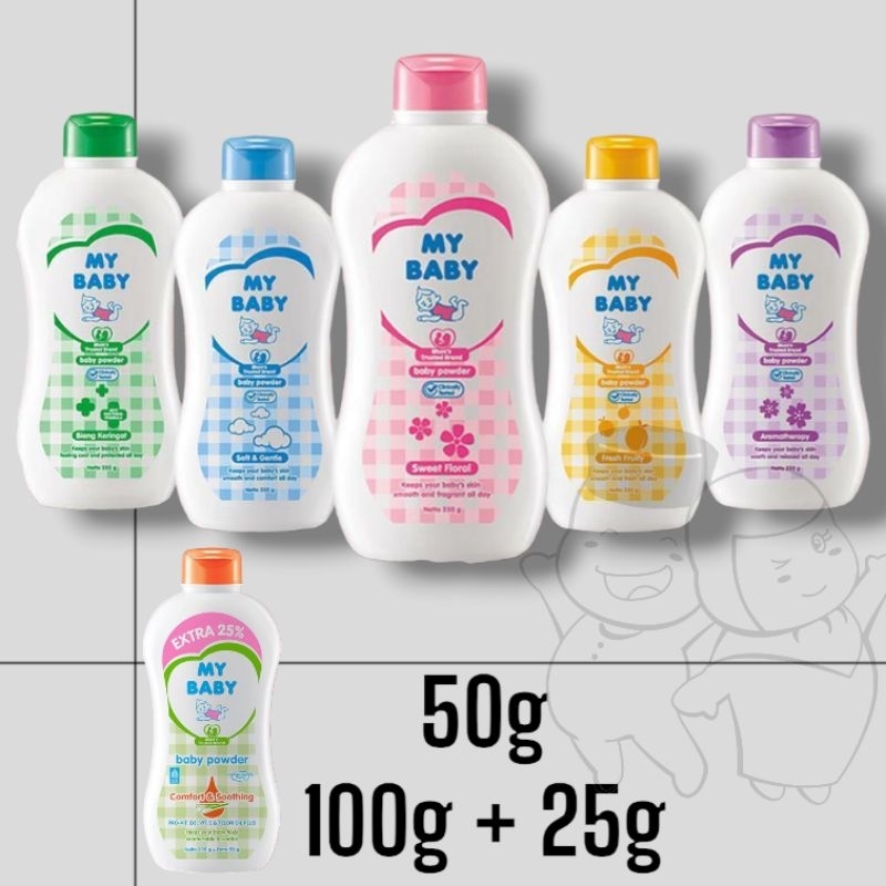 Jual MY BABY POWDER 100gr+25 gr / MyBaby Bedak Anak | Shopee Indonesia
