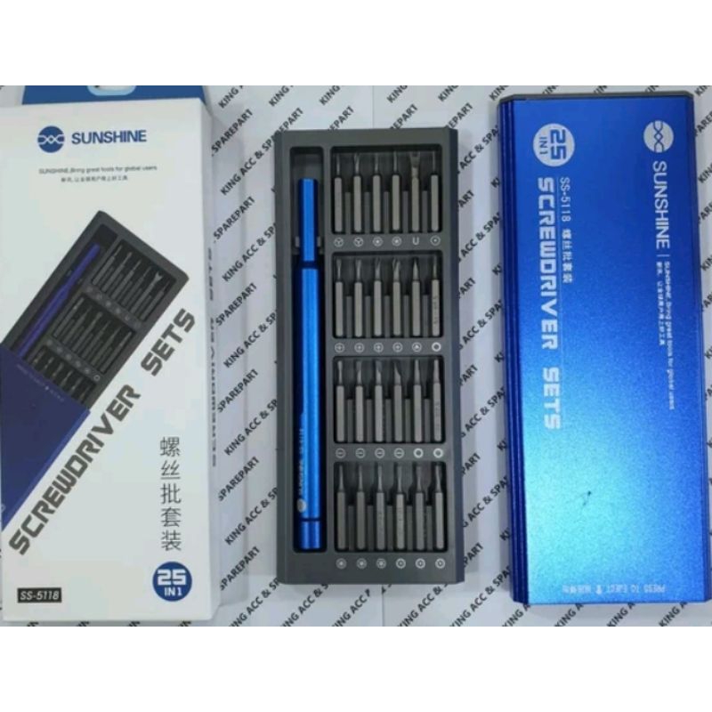 Jual OBENG FULL SET MAGNETIC SCREWDRIVER SET SUNSHINE SS-5118 25 IN 1 ...