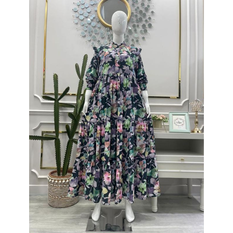 Jual SALVINA Y.S GAMIS BUNGA MOTIF CRESPO PRINTING LD104/112 PB140 ...