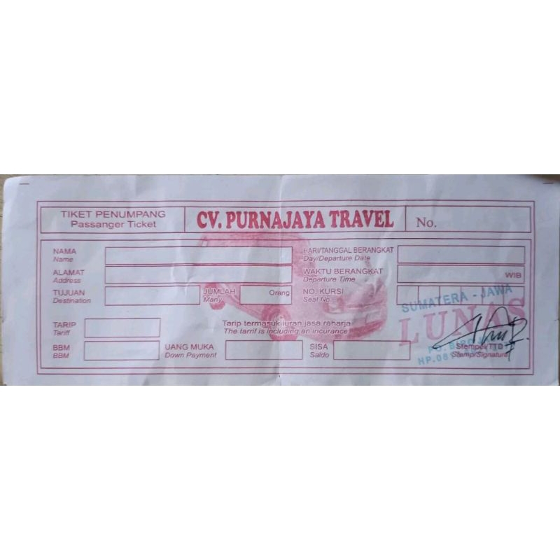 Jual Nota Travel Kosong, Satuan Jawa-Sumatera | Shopee Indonesia
