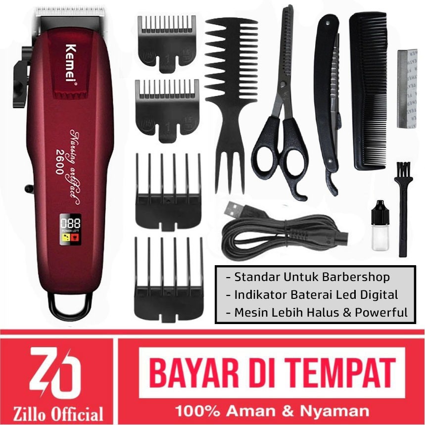 Jual ZILLO Mesin Cukur Rambut Cas Barbershop KEMEI Indikator Baterai LCD Display Digital Paket ...