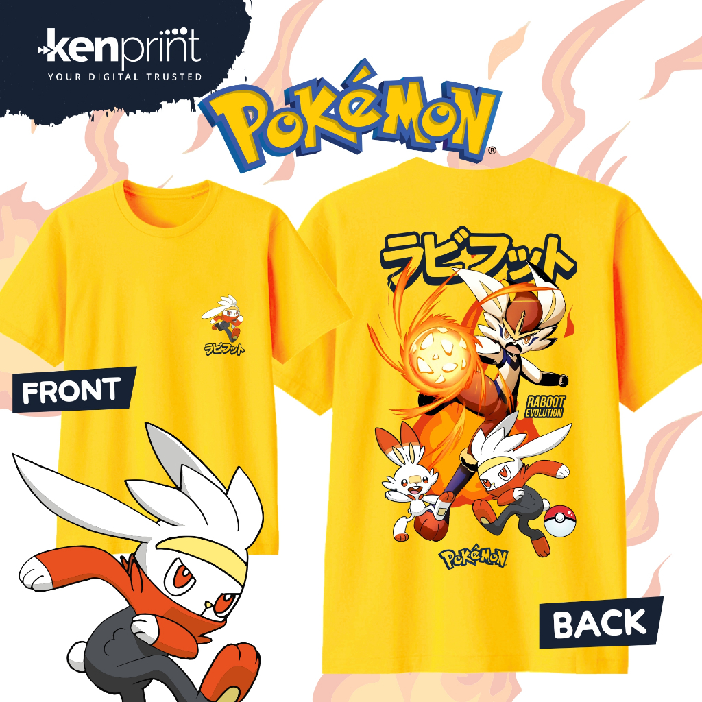 Jual Kaos POKEMON | RABOOT | SCORBUNNY | CINDERACE EVOLUTION | Non ...