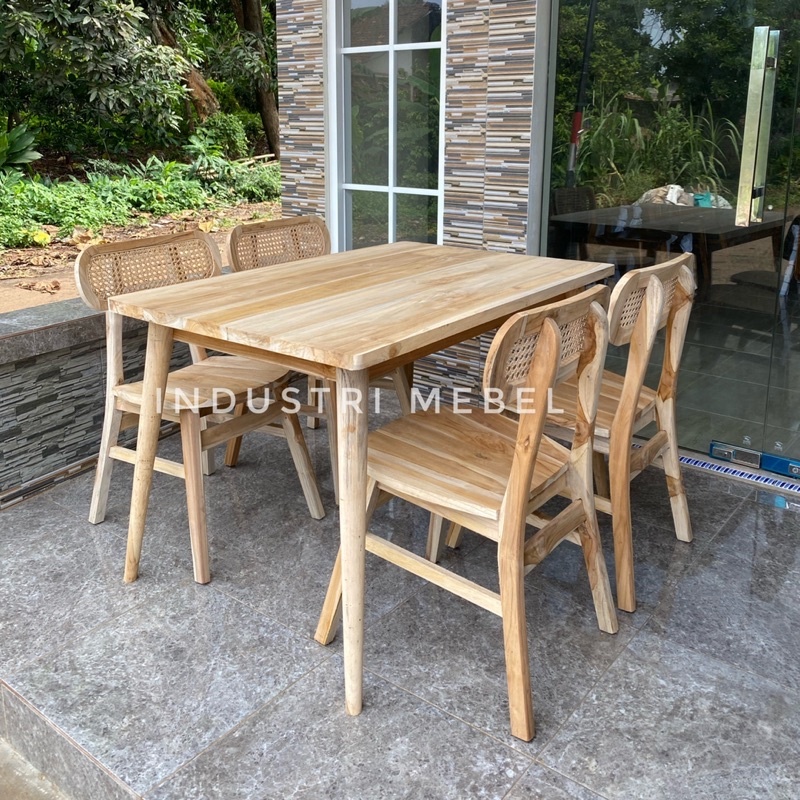 Jual Set Meja Makan Ropan Retro Jati - Kursi Makan Cafe Rotan - Meja Cafe Resto 1.400.000 BAYAR ...