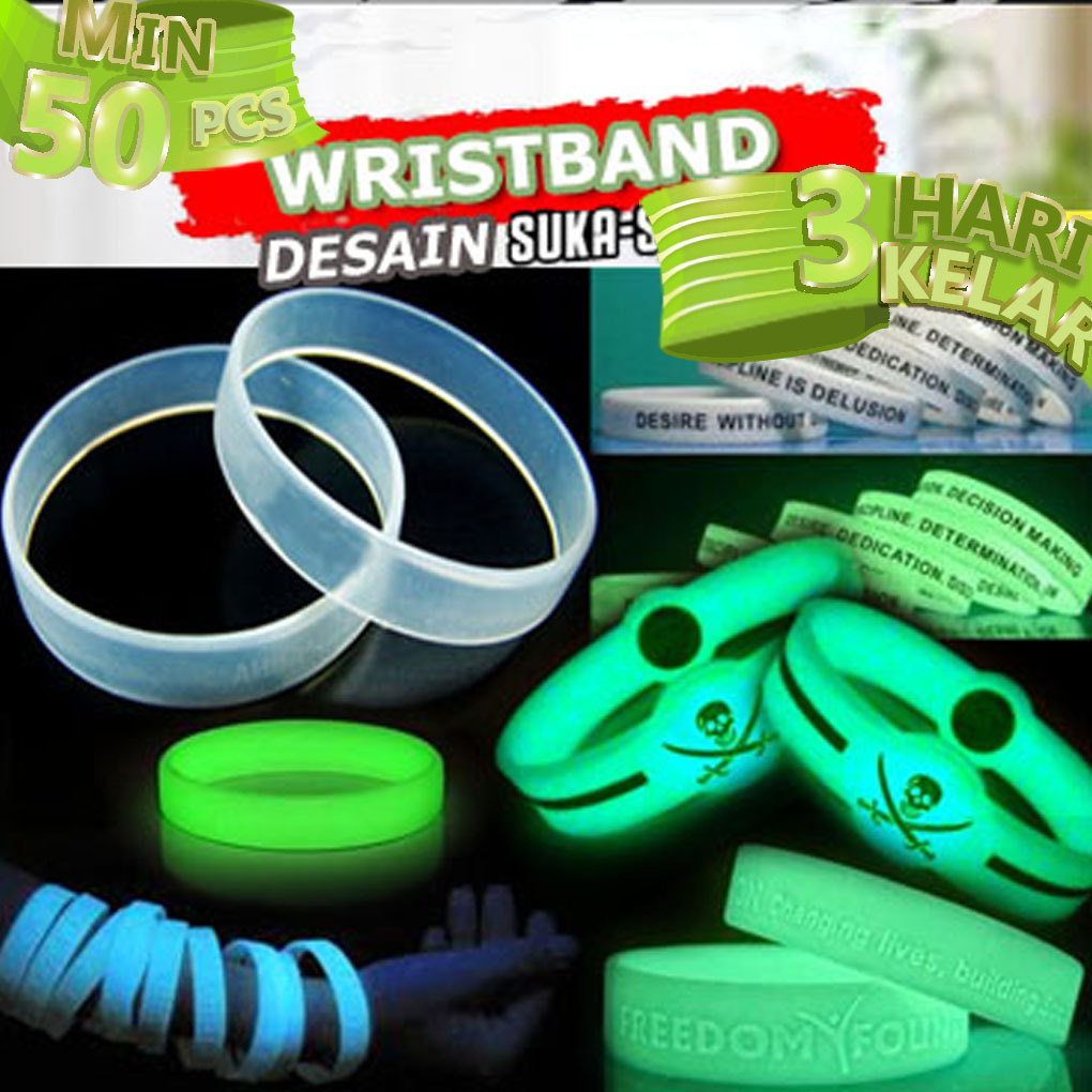Jual GELANG KARET GLOW IN THE DARK DESAIN CUSTOM UNTUK BERBAGAI ACARA ...