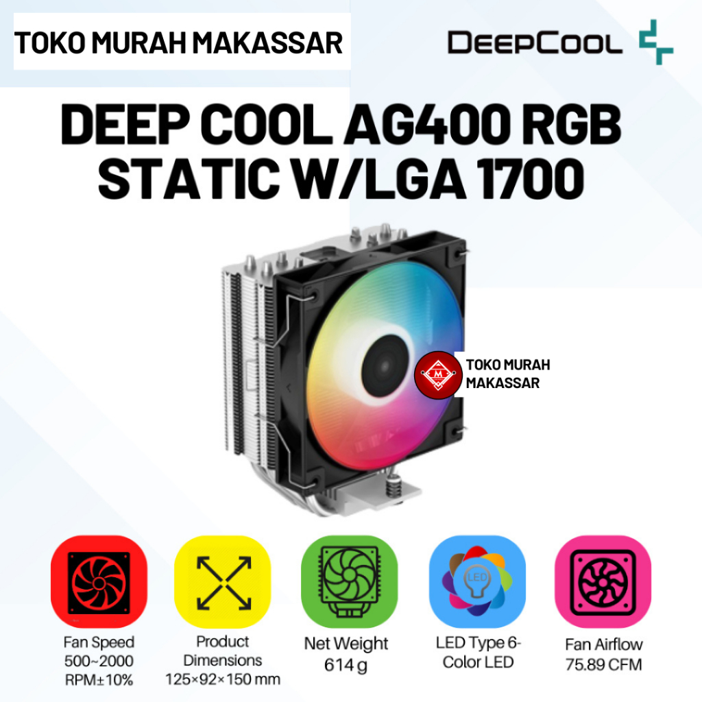 Jual DEEP COOL AG400 RGB STATIC W/LGA 1700/ COM40-DEE | Shopee Indonesia