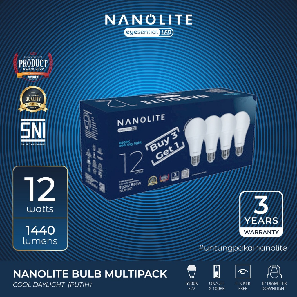 Jual Nanolite Lampu Multipack LED Bulb 12W 6500K Putih | Shopee Indonesia