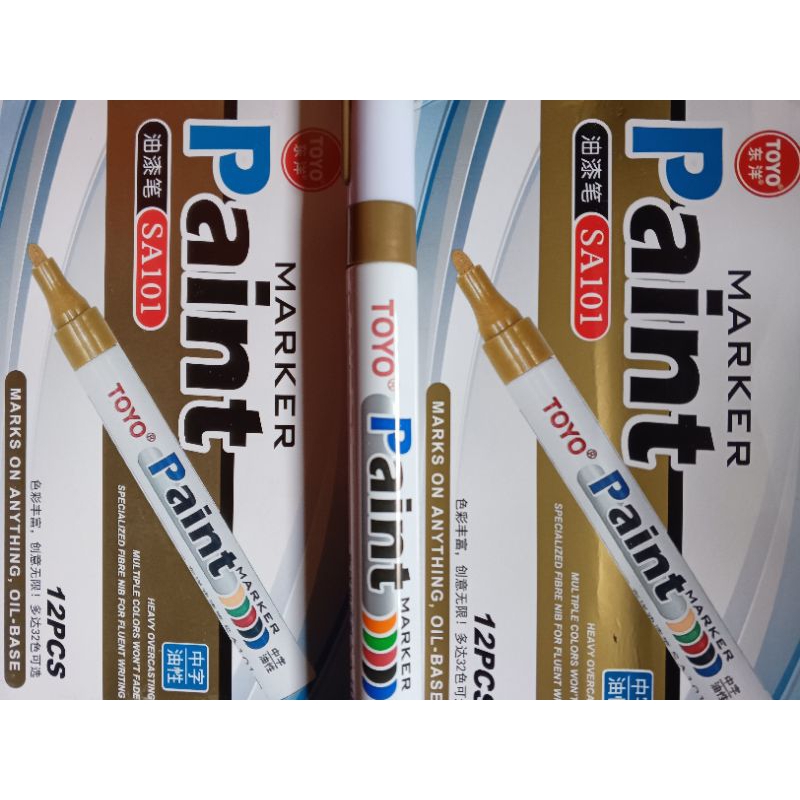 Jual Spidol Permanen Ban Marker Paint TOYO Warna Gold/Emas | Shopee ...