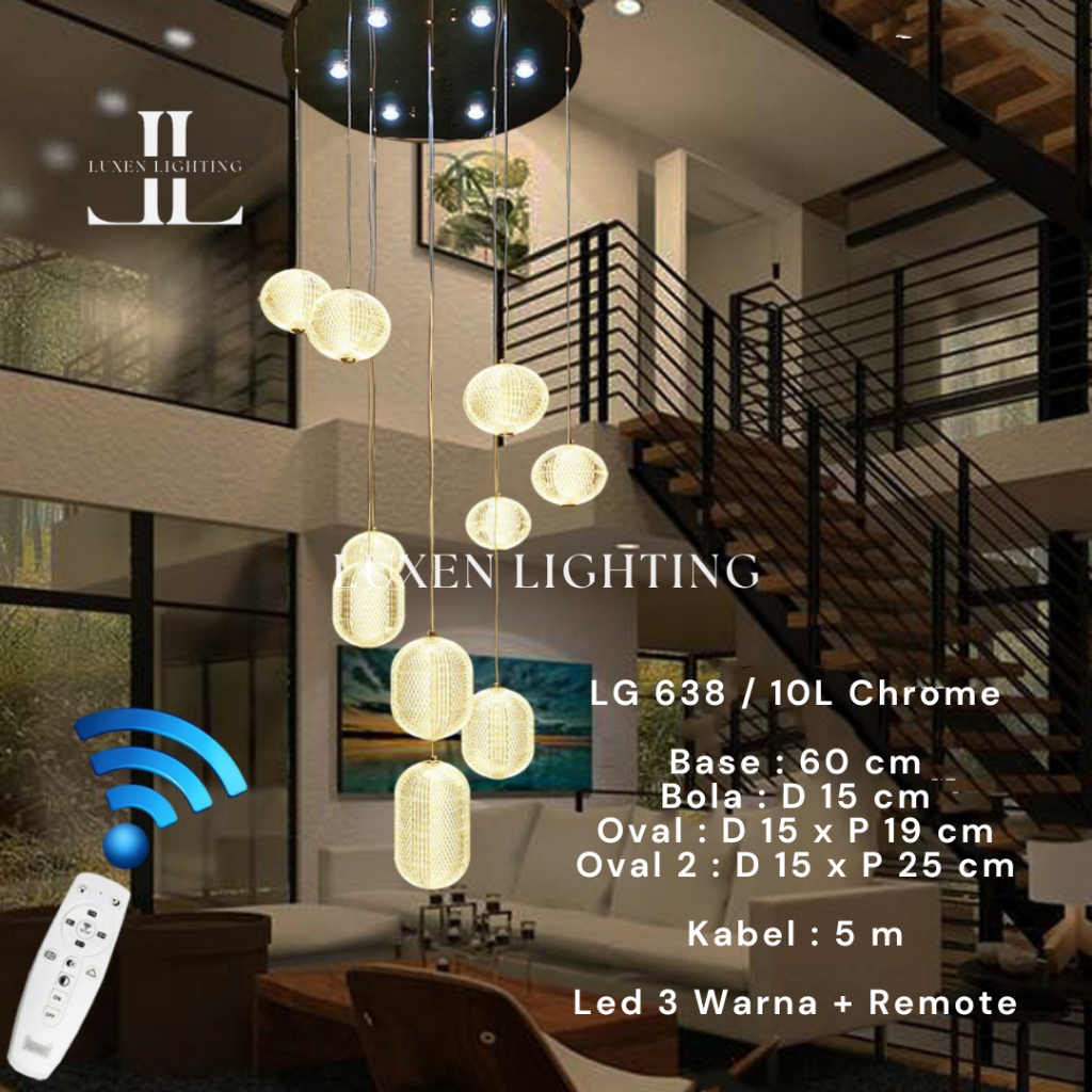 Jual Lampu Gantung Void Tangga Bola Minimalis Led 3c + Remote 638 / 10L | Shopee Indonesia