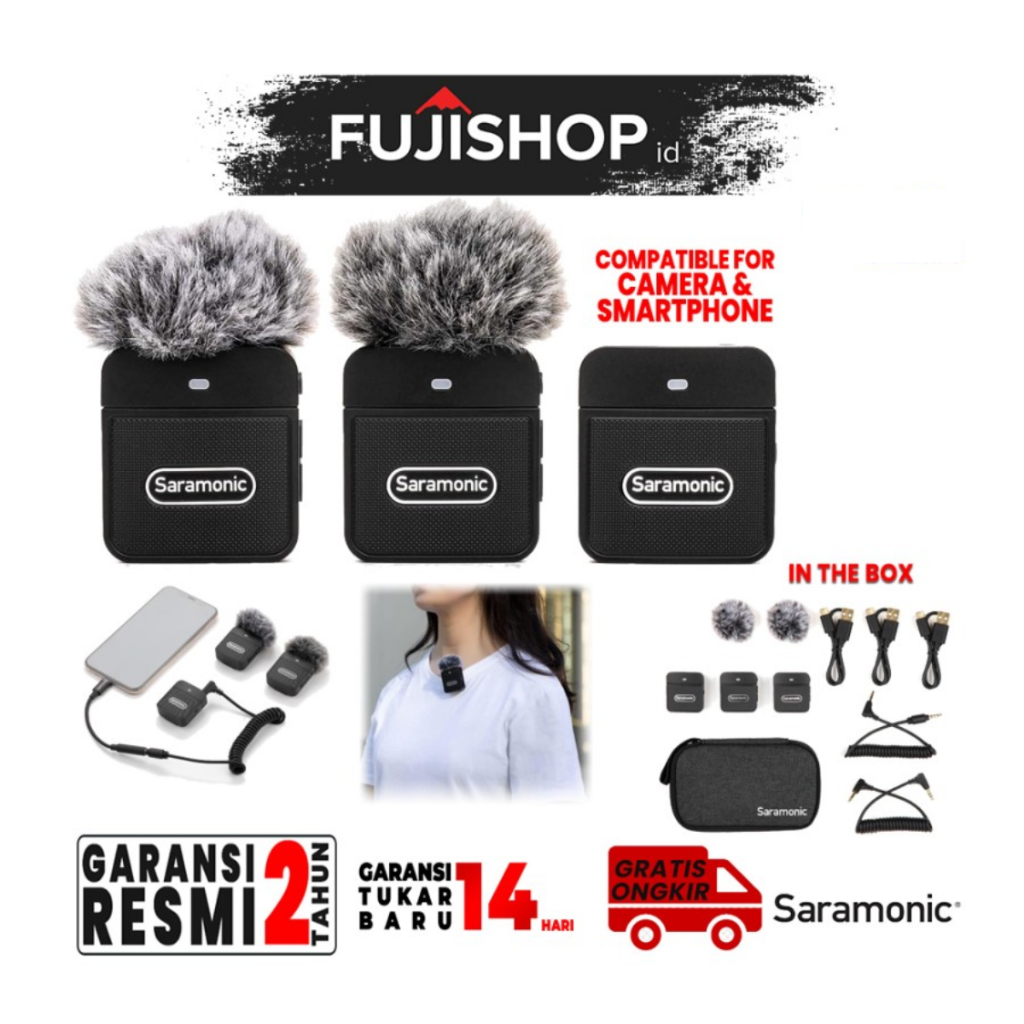 Jual Saramonic Blink 100 B2 (TX+TX+RX) Dual-Channel Wireless Microphone ...
