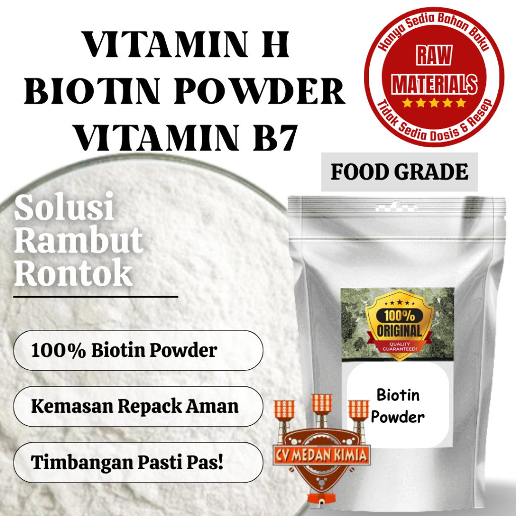 Jual Murni Biotin 5 gr Vitamin B7 Vitamin H Powder Penguat Akar Rambut ...