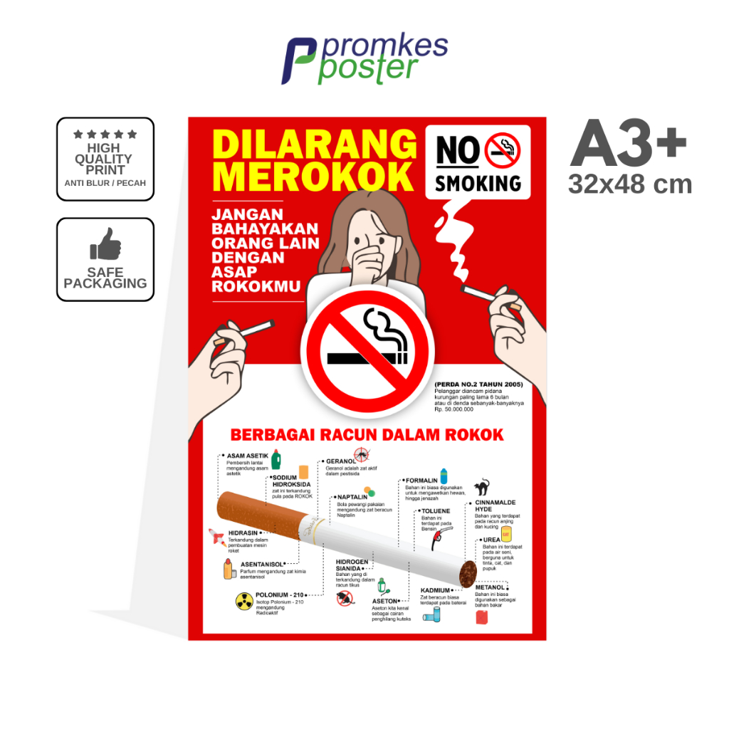 Jual Poster Kesehatan Dilarang Merokok dan Isi Racun dalam Rokok ...