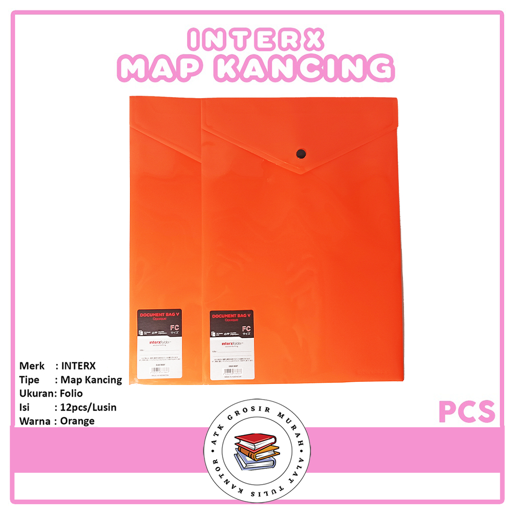 Jual INTERX - Map Kancing V Opaque Warna Orange Folio - Pcs | Shopee ...
