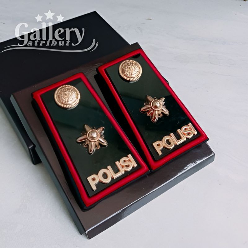 Jual pangkat Kompol polisi PDH mika akrilik kilap lis bordir merah ...
