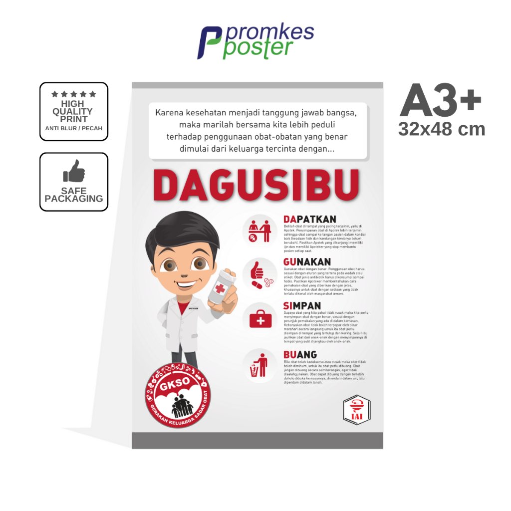 Jual Poster Kesehatan Apotek DAGUSIBU (Dapatkan, Gunakan, Simpan, Buang ...