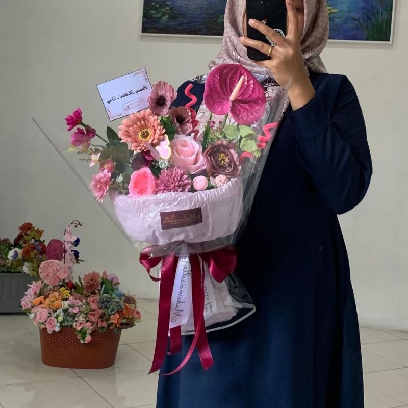 Jual Round Bouquet Korean Style buket bunga artificial sidang wisuda ...