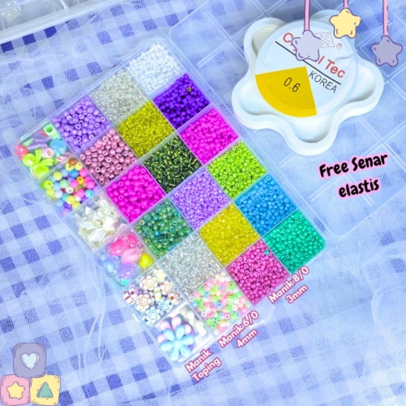 Jual Paket Manik Manik DIY Bahan Aneka Kerajinan / Set Manik Manik DIY ...