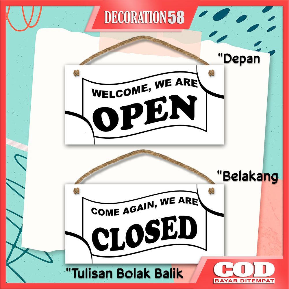 Jual Walldecor Hiasan Dinding Gantungan Pintu Rumah / Toko Tulisan Open ...