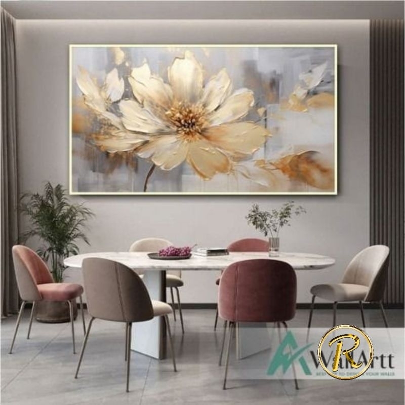 Jual Lukisan Bunga tekstur modern/Pajangan dinding plus Frame | Shopee ...