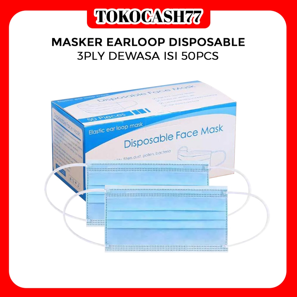 Jual MASKER EARLOOP DISPOSABLE 3PLY DEWASA ISI 50PCS | Shopee Indonesia