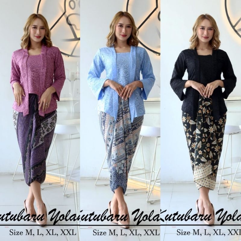 Jual Set kebaya kutubaru brokat YOLANDA / kebaya kutu baru modern / kebaya wisuda / kebaya pesta ...