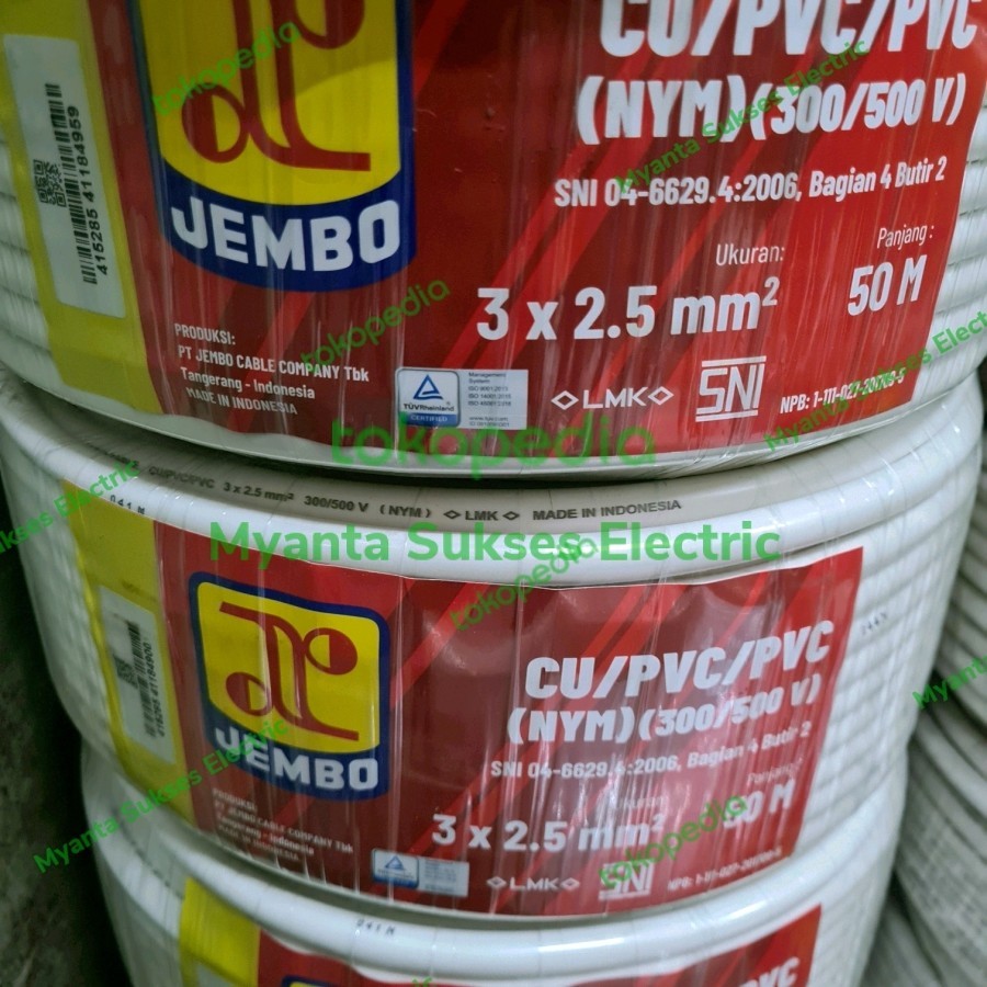Jual Kabel NYM 3x2,5 3x2.5 mm JEMBO Roll 50 Meter Listrik Tunggal Tufur ...
