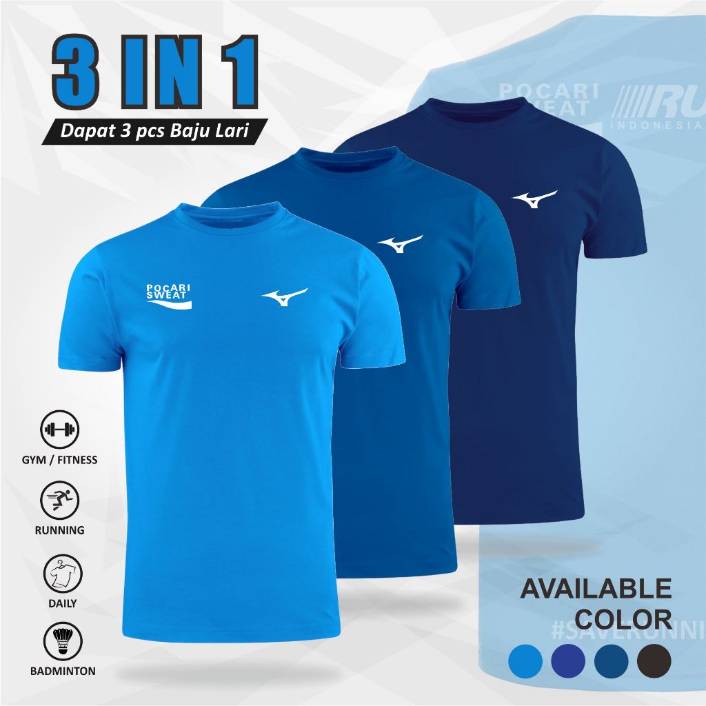 Jual Paket 3 Baju Olahraga Running Pria Bahan Dryfit Pocari Series ...