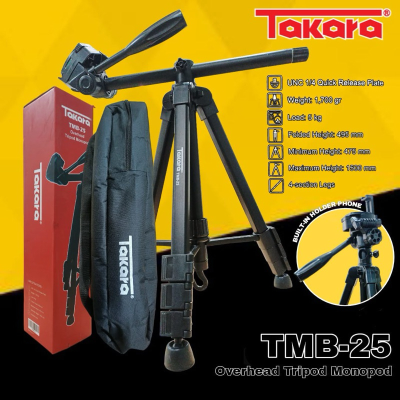 Jual Takara TMB-25 Tripod Kamera Overhead Platlay With Tas Studio Stand Kaki Photo video pen ...