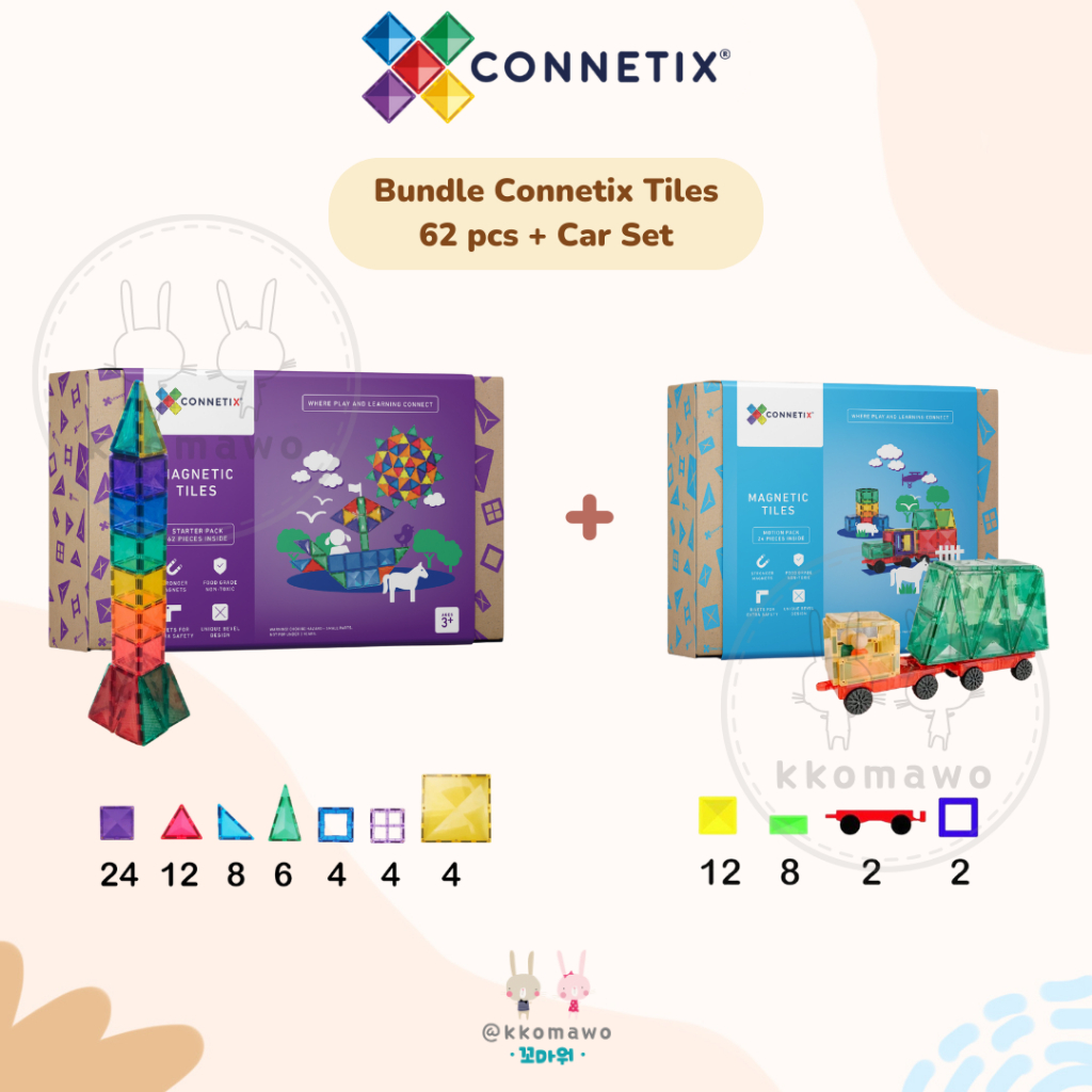 Jual Bundle Connetix Tiles 62 pcs + Car Set | Shopee Indonesia