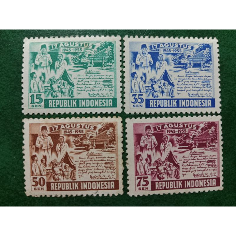 Jual Prangko Indonesia 4 Pcs 10 Tahun Merdeka Tahun 1955 UN USED ...