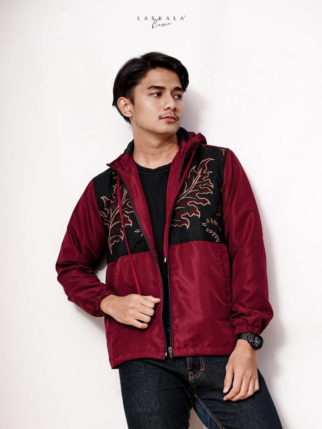 Jual HAILUK Taksa Jaket Hoodie Batik Lengan Panjang Maroon | Shopee ...
