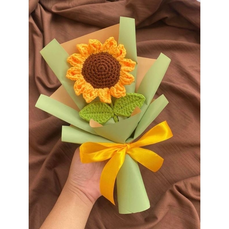 Jual Flower Handmade Crochet Sunflower Single Bouquet / Bunga matahari ...
