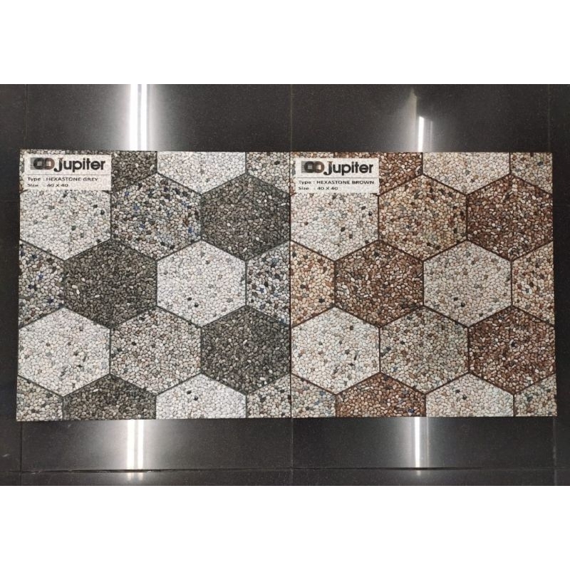 Jual keramik carport teras jupiter 40*40 hexa stone | Shopee Indonesia
