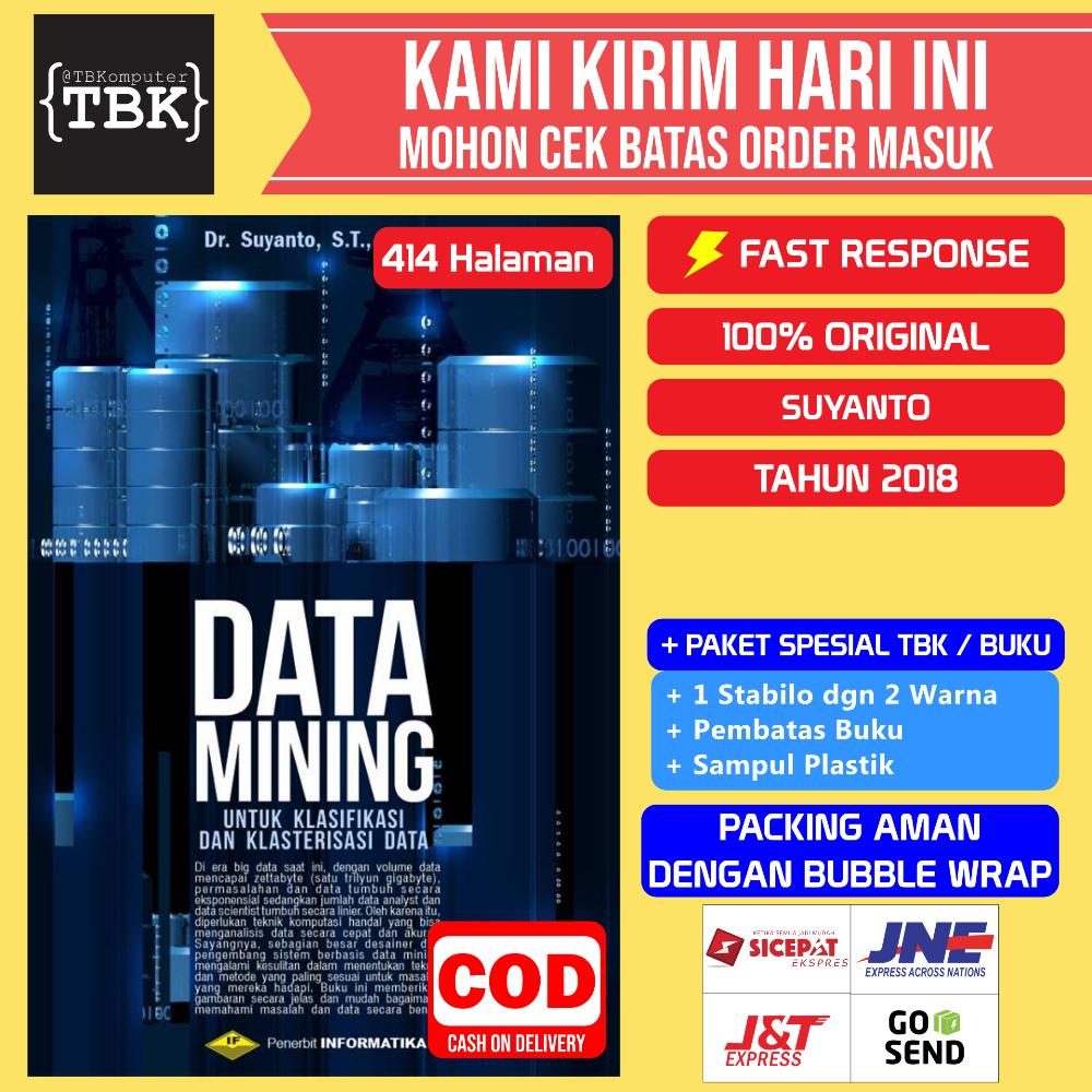 Jual BUKU DATA MINING UNTUK KLASIFIKASI DAN KLASTERISASI DATA SUYANTO REVISI 2 | Shopee Indonesia